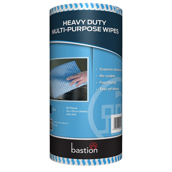 Bastion Heavy Duty Blue Cleaning Wipes on a Roll - Strong, Absorbent ...