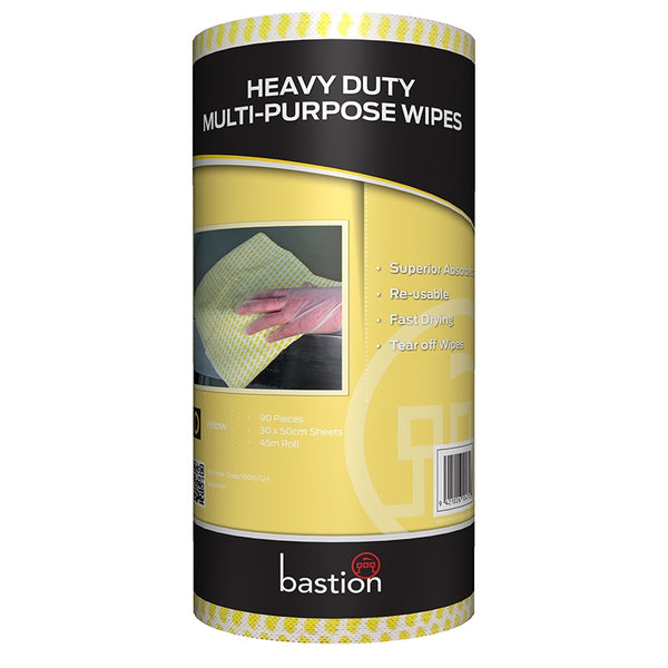 Bastion Heavy Duty Yellow Cleaning Wipes on a Roll - Strong, Absorbent ...